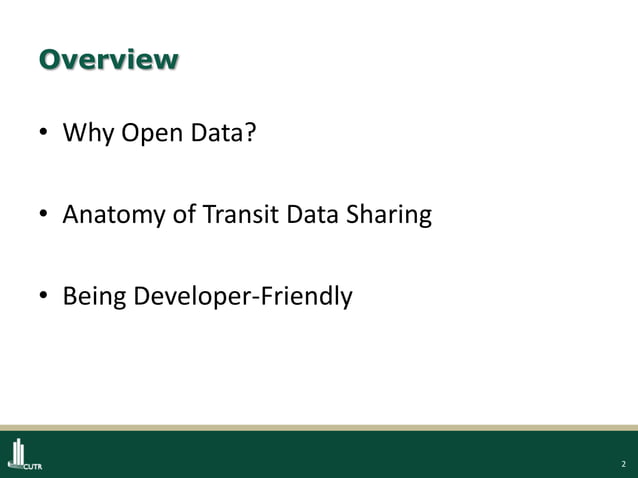 APTA TransITech 2013 - "Open Transit Data - A Developers Perspective" | PPT