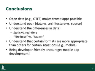 APTA TransITech 2013 - "Open Transit Data - A Developers Perspective ...
