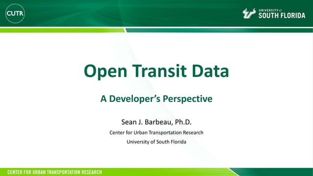 Open Transit Data - A Developer's Perspective | PPT