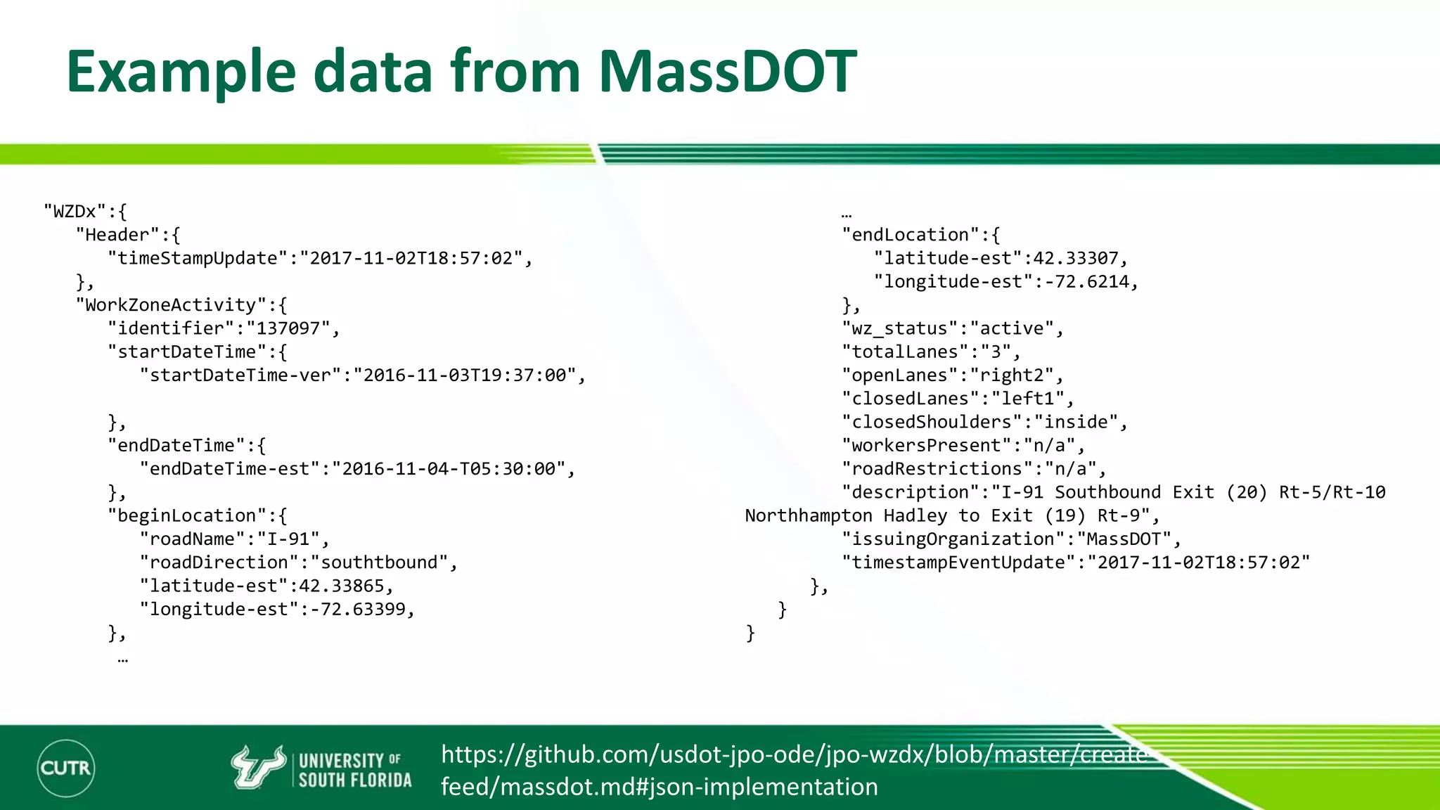 Work Zone Data Exchange (WZDx) format | PPT