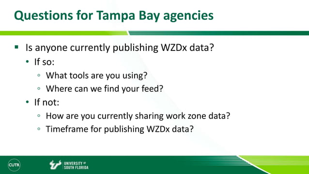 Work Zone Data Exchange (WZDx) format | PPT