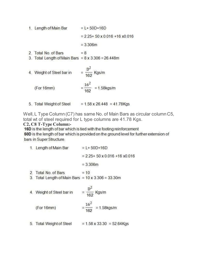 Bar bending schedule for neck column | DOCX | Civil Engineering ...