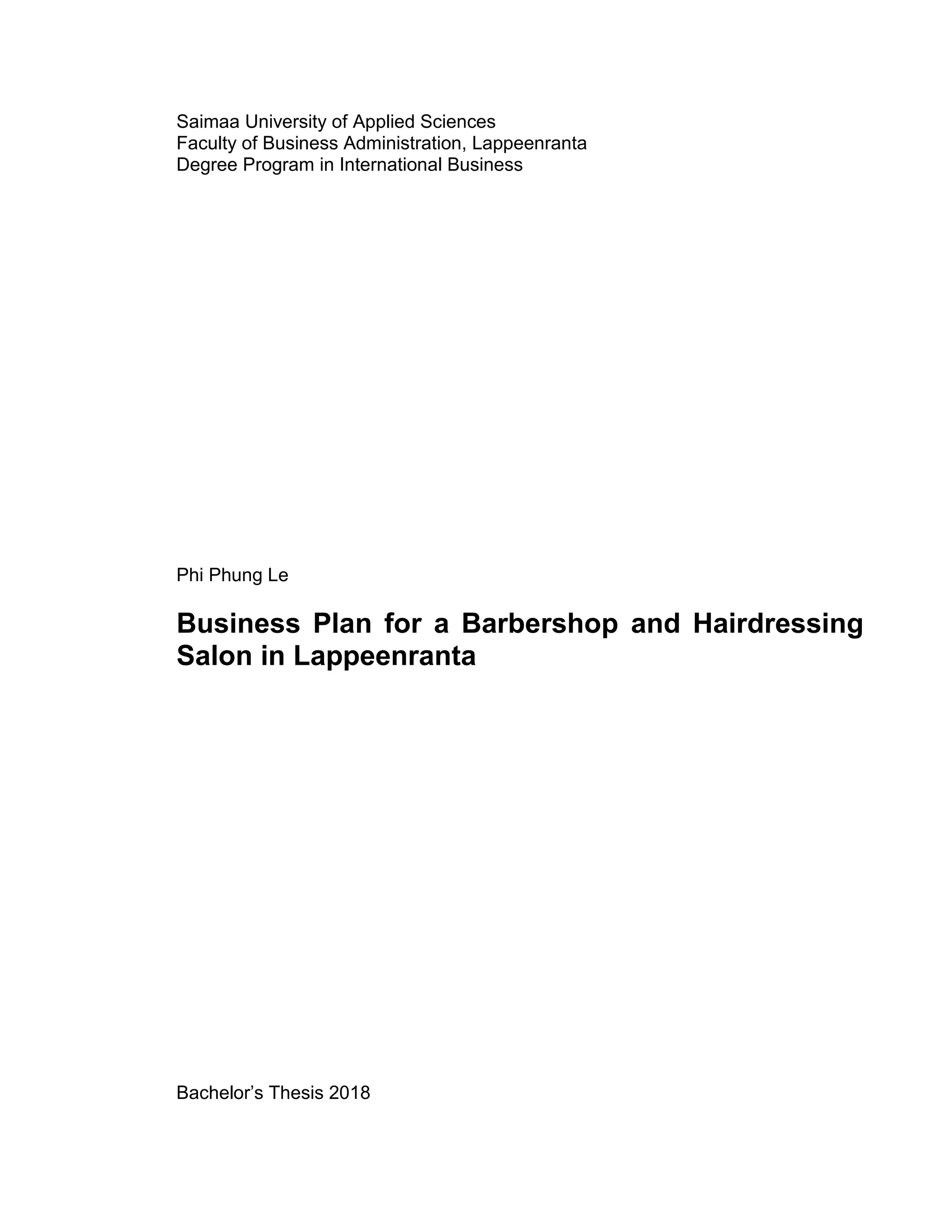 Barbershop business plan | PDF