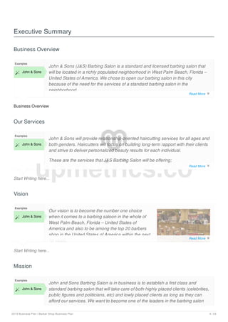 Barber shop business plan example | PDF