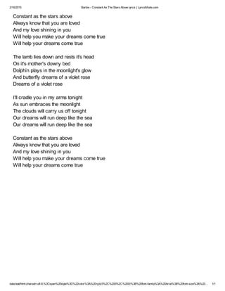 Barbie constant as the stars above lyrics lyrics-mode | PDF