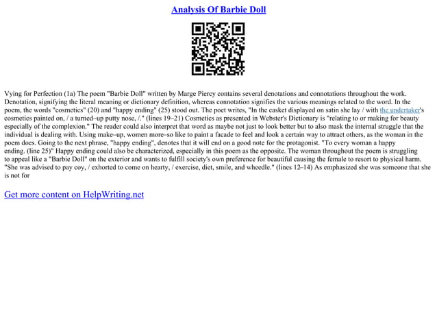 Barbie Doll Poem Analysis | PDF
