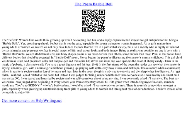 Barbie Doll Poem Analysis | PDF