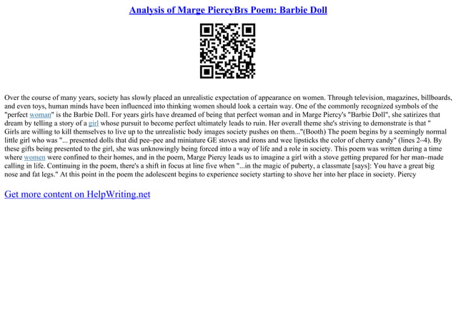 Barbie Doll Poem Analysis | PDF