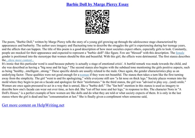 Barbie Doll Poem Analysis | PDF