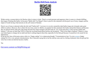 Barbie Doll Poem Analysis | PDF