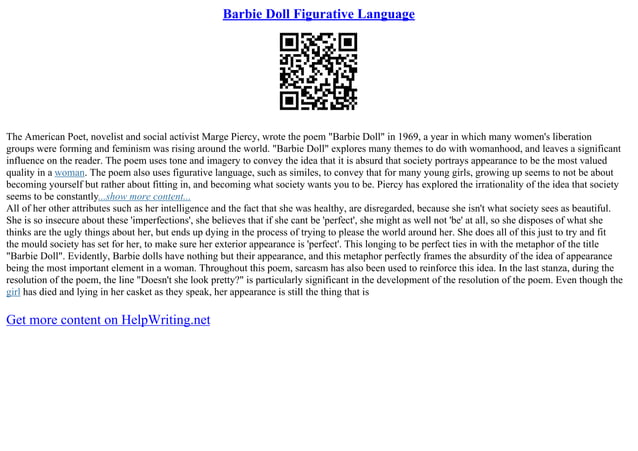 Barbie Doll Poem Analysis | PDF