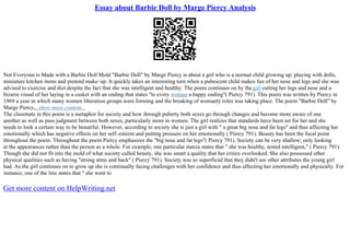 Barbie Doll Poem Analysis | PDF