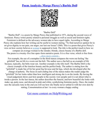 Barbie Doll Poem By Marge Piercy Poem Hunter