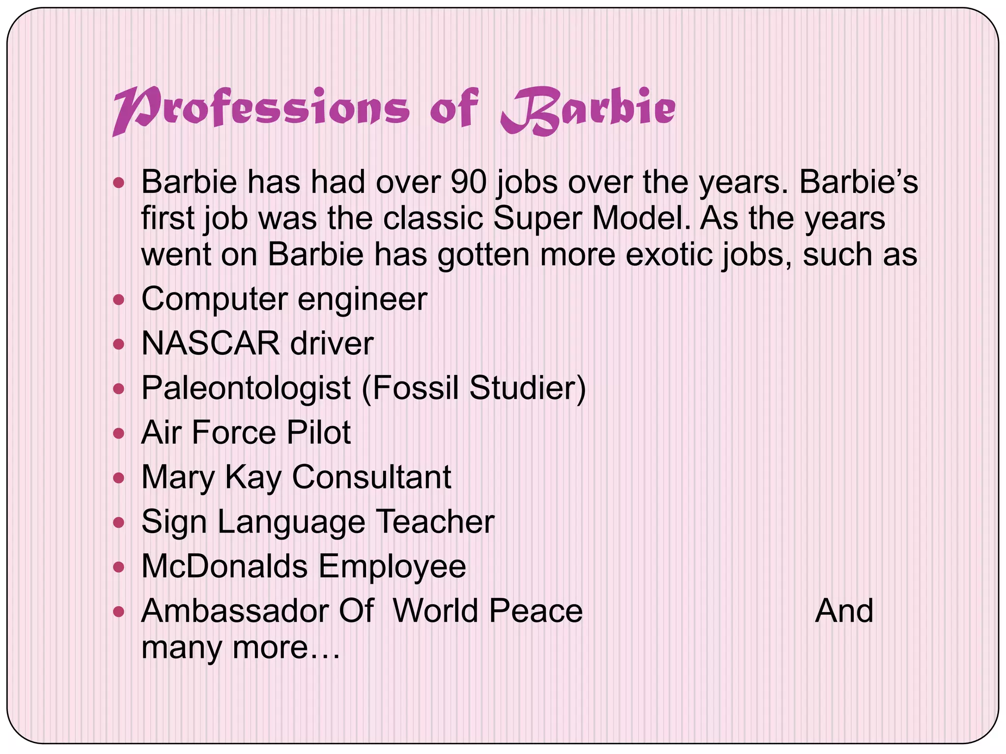 Barbie doll power point 2 | PPTX