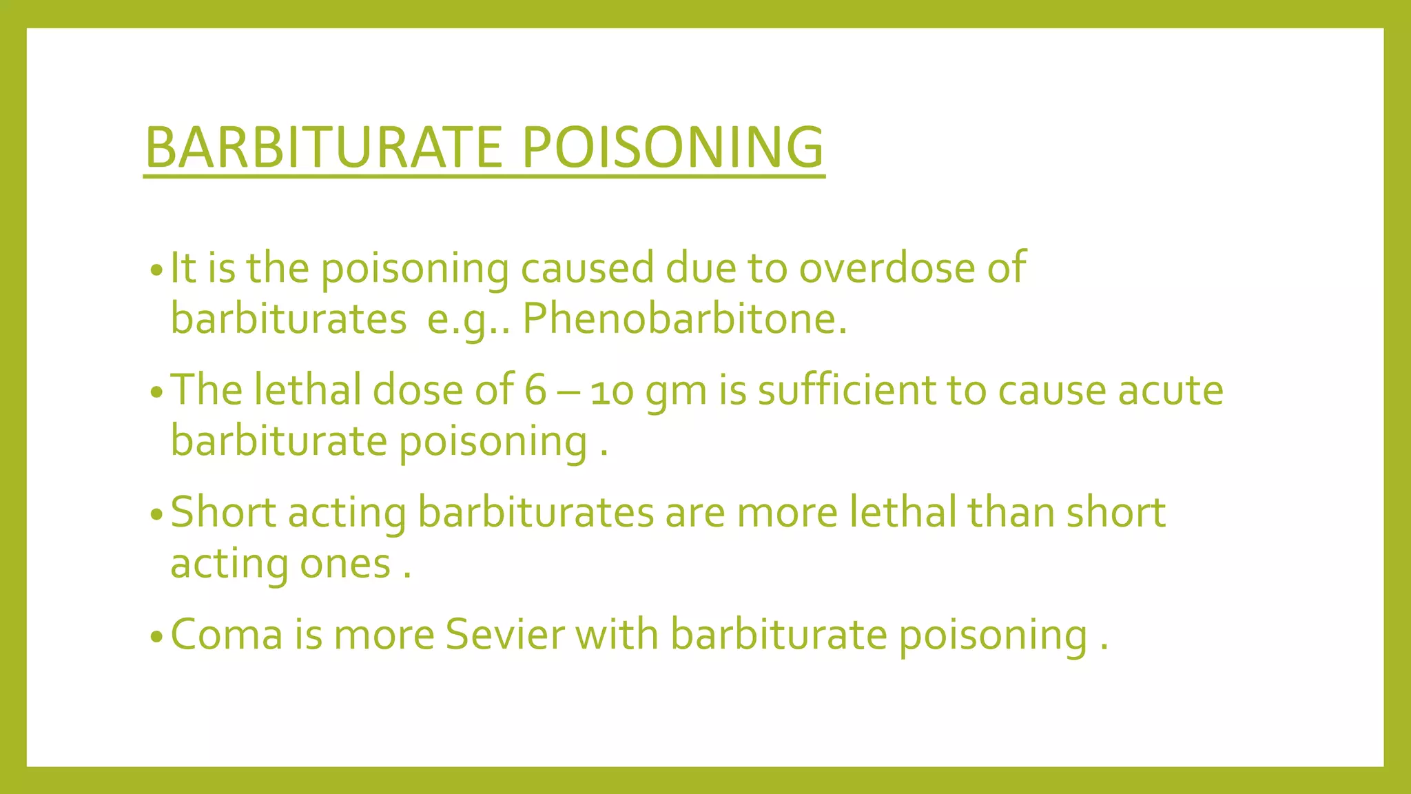 Barbiturate poisoning (pharmacology) | PPTX