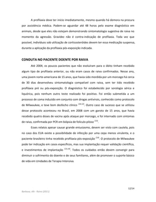 Raiva - Fisiopatologia, Diagnostico e Manejo | PDF