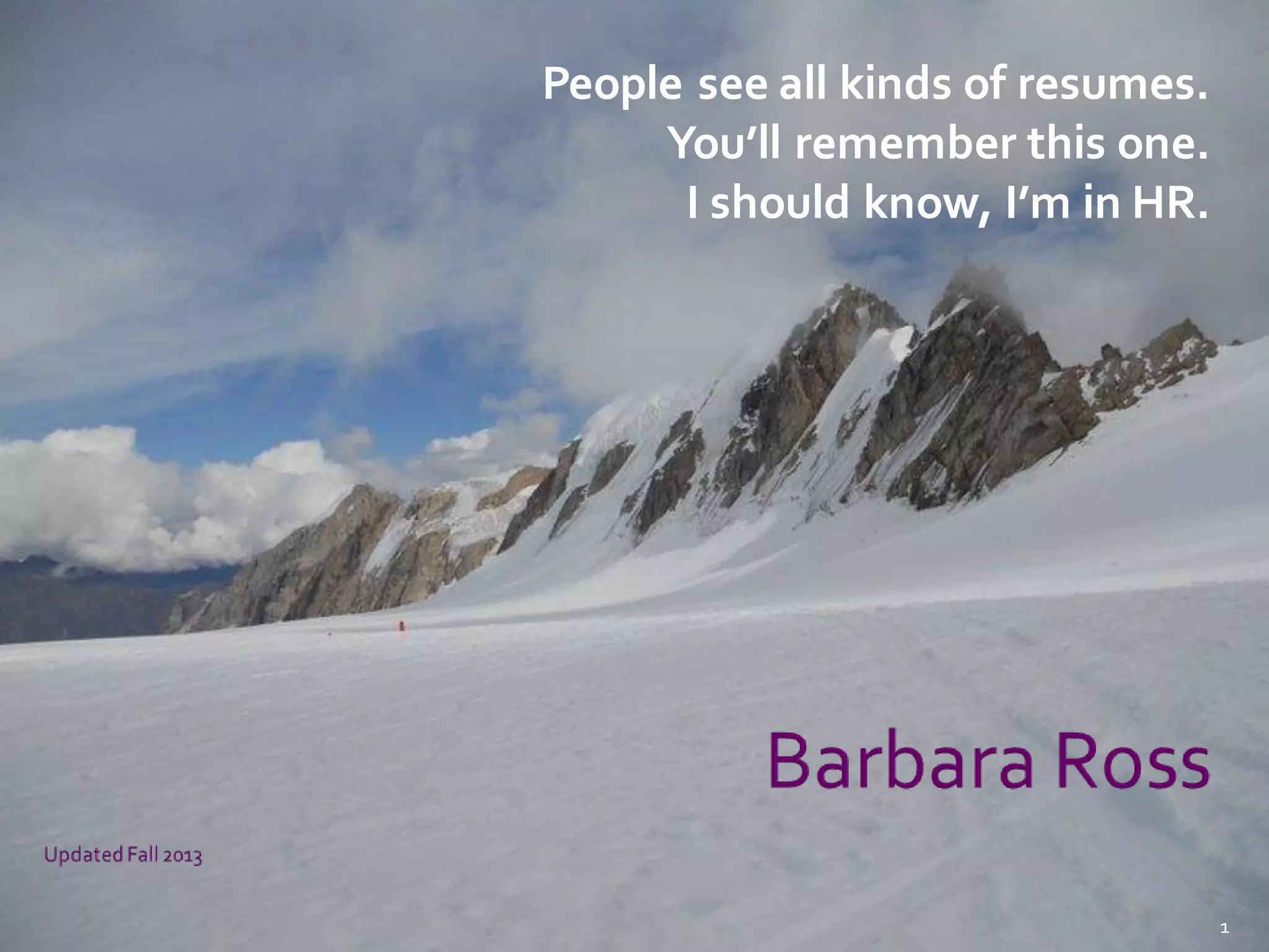 Barb Ross Visual Resume 2013 | PDF