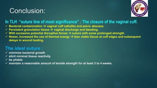 Barb suture use in total laparoscopic hysterectomy | PPT
