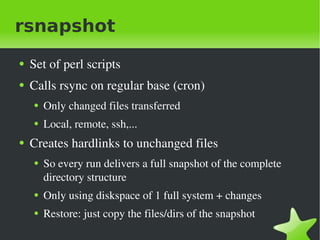 Barcamp Gent 2: rsnapshot | ODP | Computing | Technology & Computing