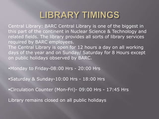 Barc (bhabha atomic research center) | PPTX