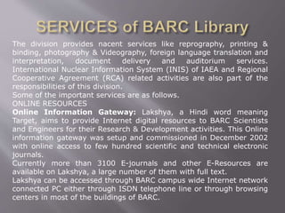 Barc (bhabha atomic research center) | PPTX
