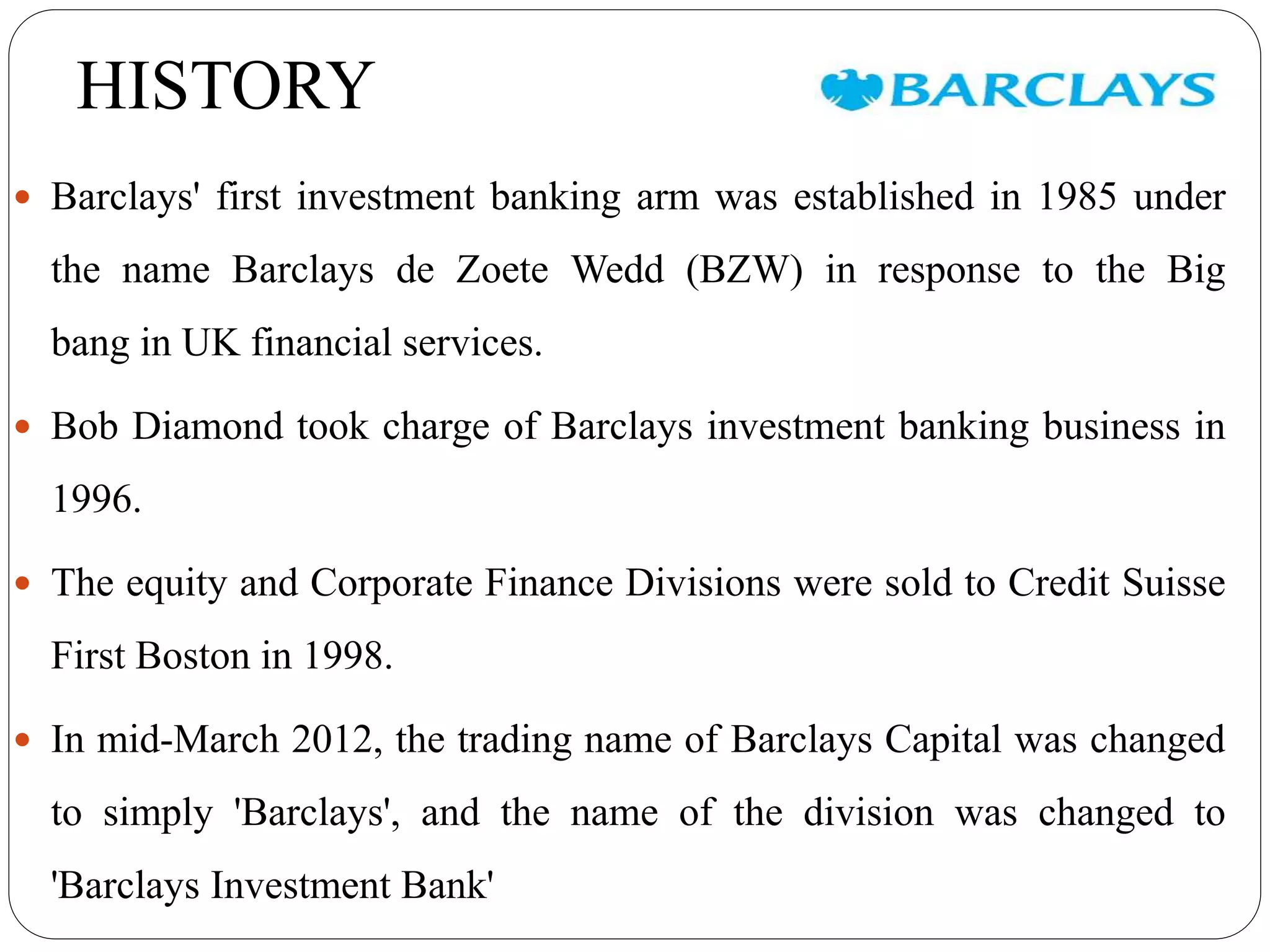 BARCLAYS INVESTMENT BANK. | PPTX