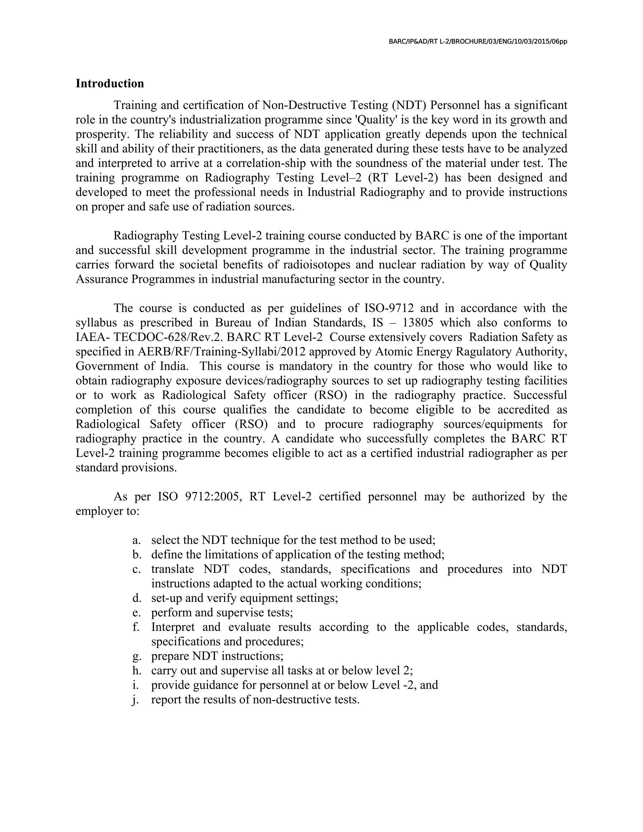 Barc level 2 training | PDF