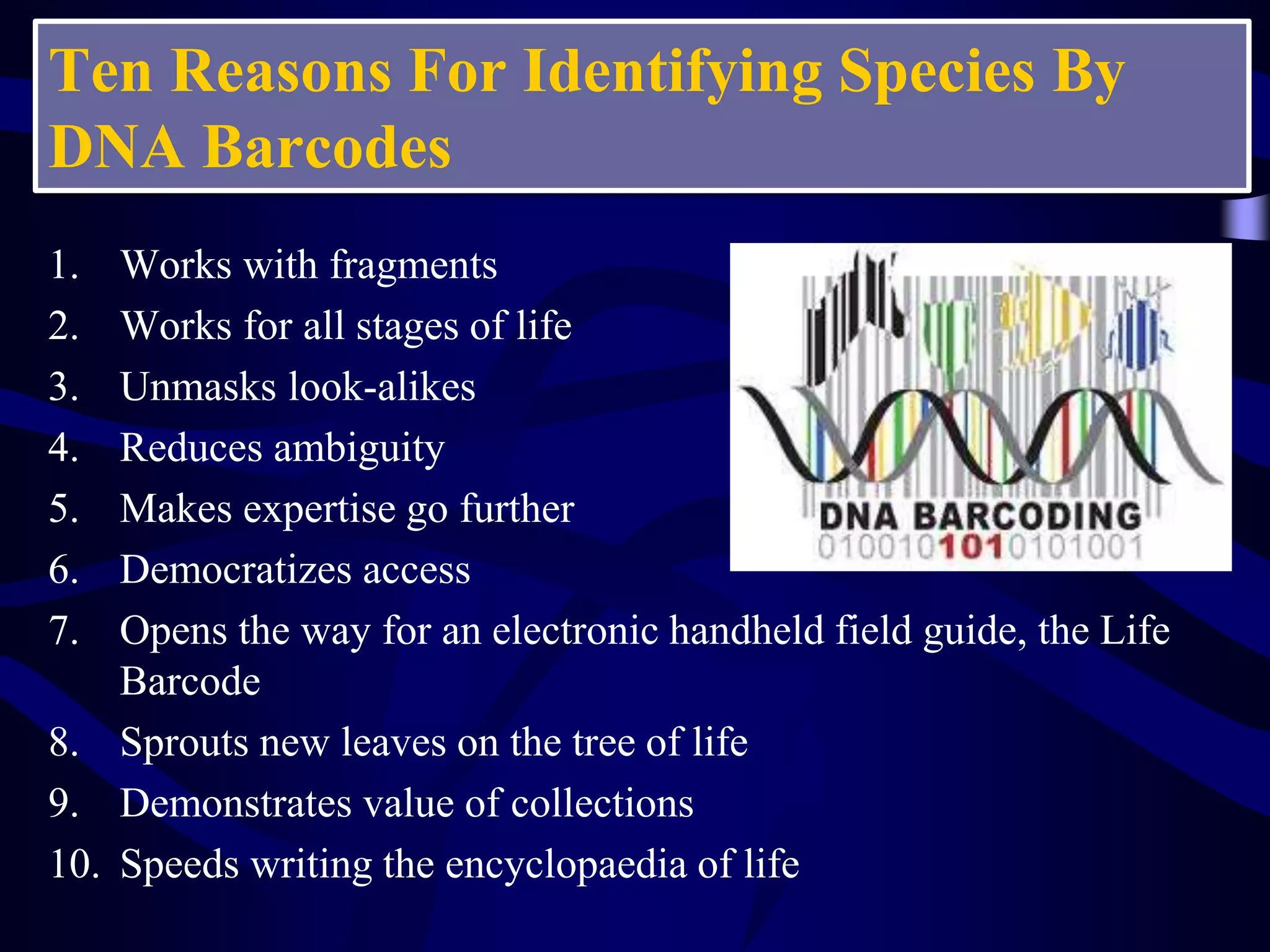 DNA BarcodING IN ANIMALS | PPT