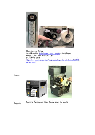 Barcode labels specifications for Seed and Herbarium | PDF