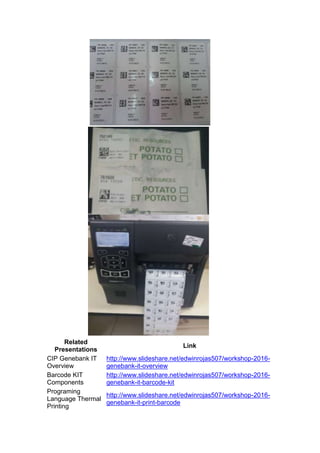Barcode labels specifications for Seed and Herbarium | PDF