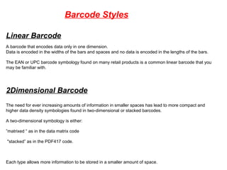 Barcode presentation 2013 | PPT | Programming Languages | Computing
