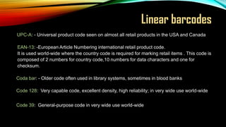 Bar codes and its type with different scanner and its application | PPTX