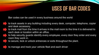 Bar codes and its type with different scanner and its application | PPTX