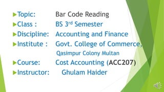 Bar coding 2020 | PPTX