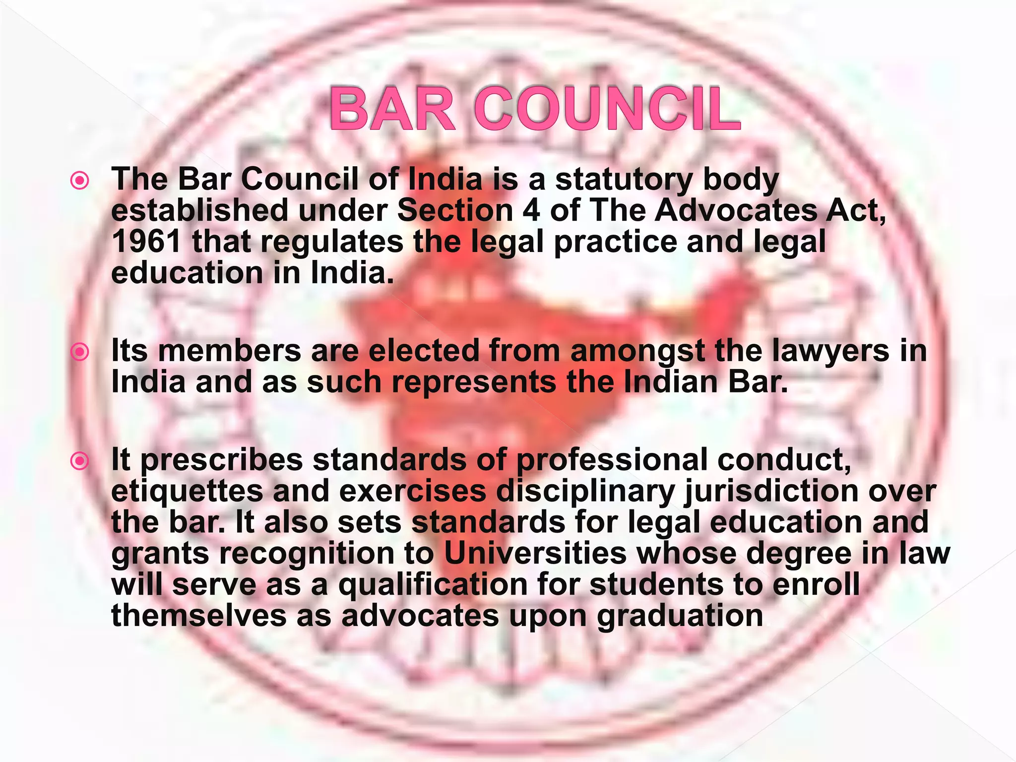 Bar council of india and the State Bar Councils | PPTX