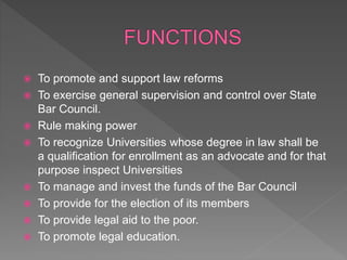 Bar council of india and the State Bar Councils | PPTX