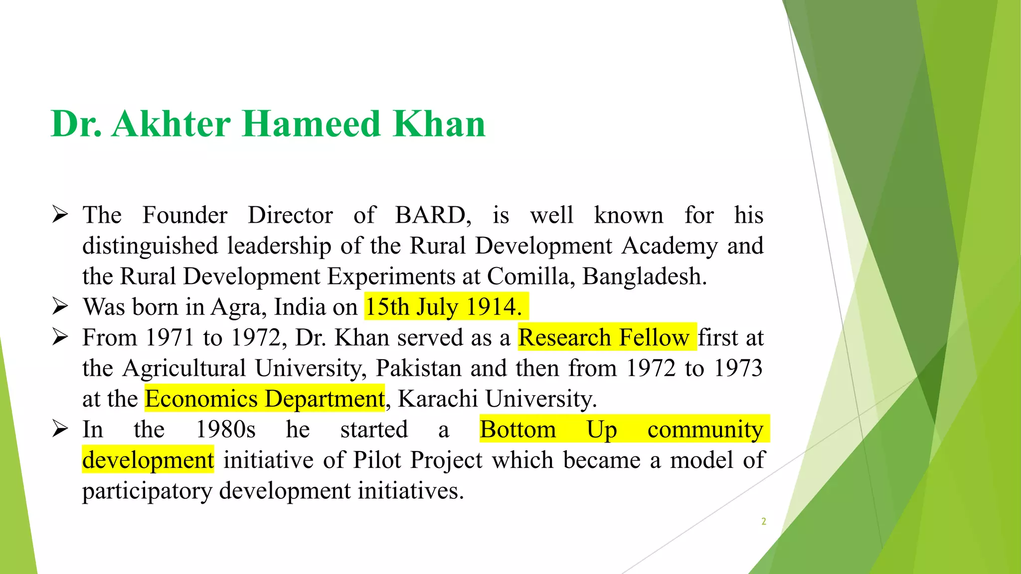 Bangladesh Academy for Rural Development- Action research | PPTX