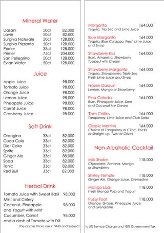 Drink Menu - The Press Club Hanoi | PDF