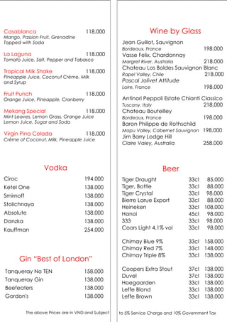 Drink Menu - The Press Club Hanoi | PDF