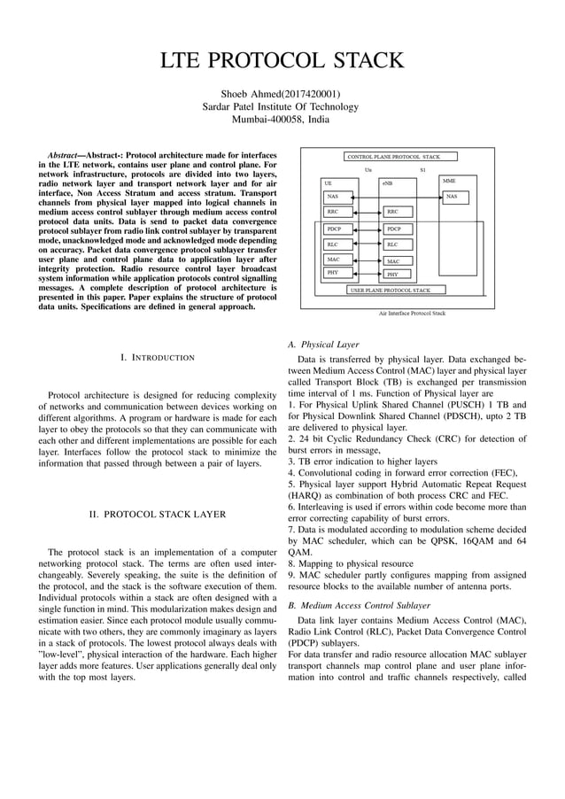Lte Protocol Stack Pdf Computer Networking Computing