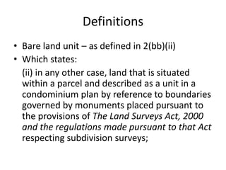 Bare land condominiums - a legal perspective | PPTX