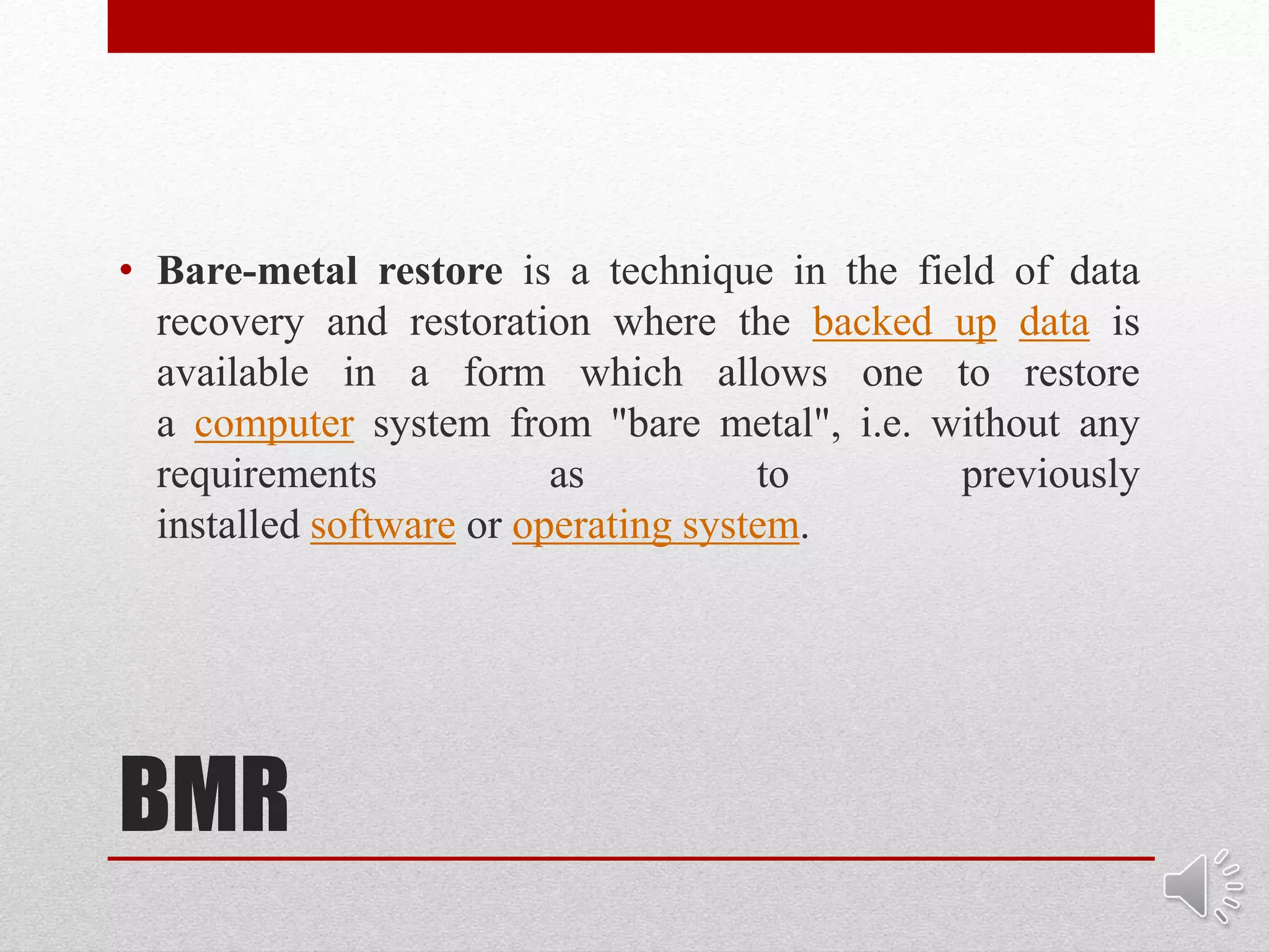 Bare metal restore. | PDF