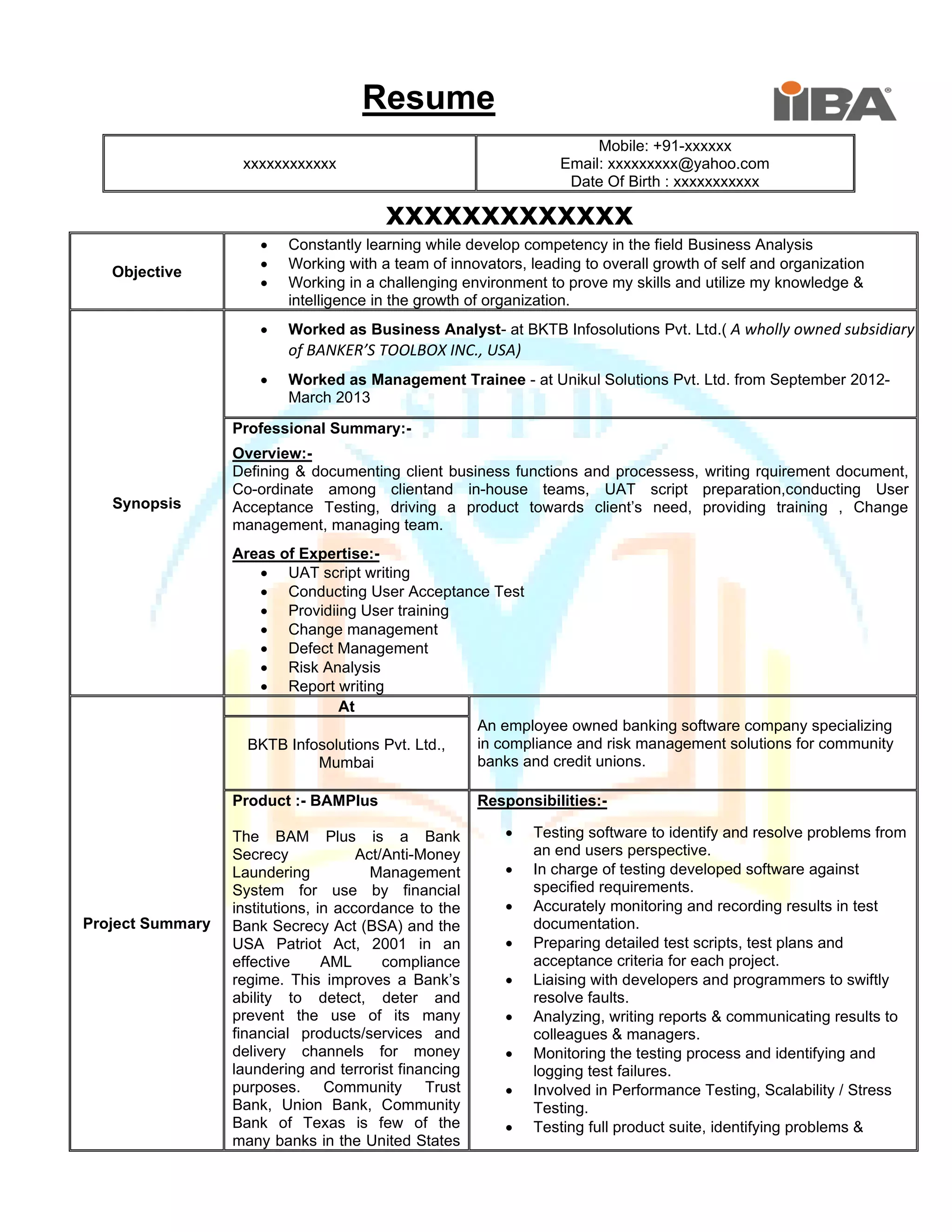 BA resume 1.03_yrs | PDF