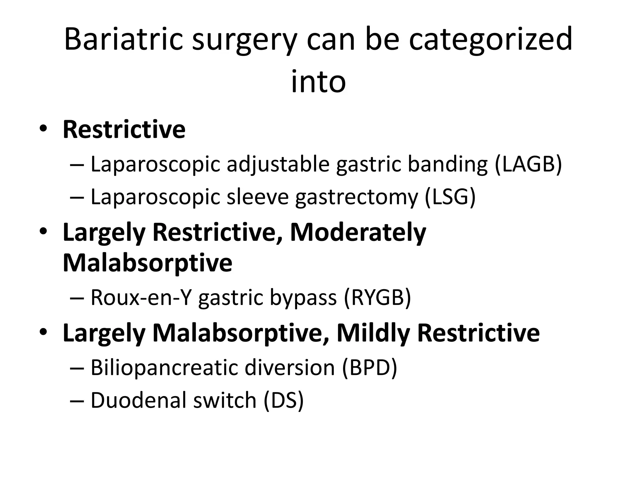Bariatric surgeries and complication | PPTX