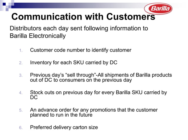Barilla Spa: A case on Supply Chain Integration | PPTX