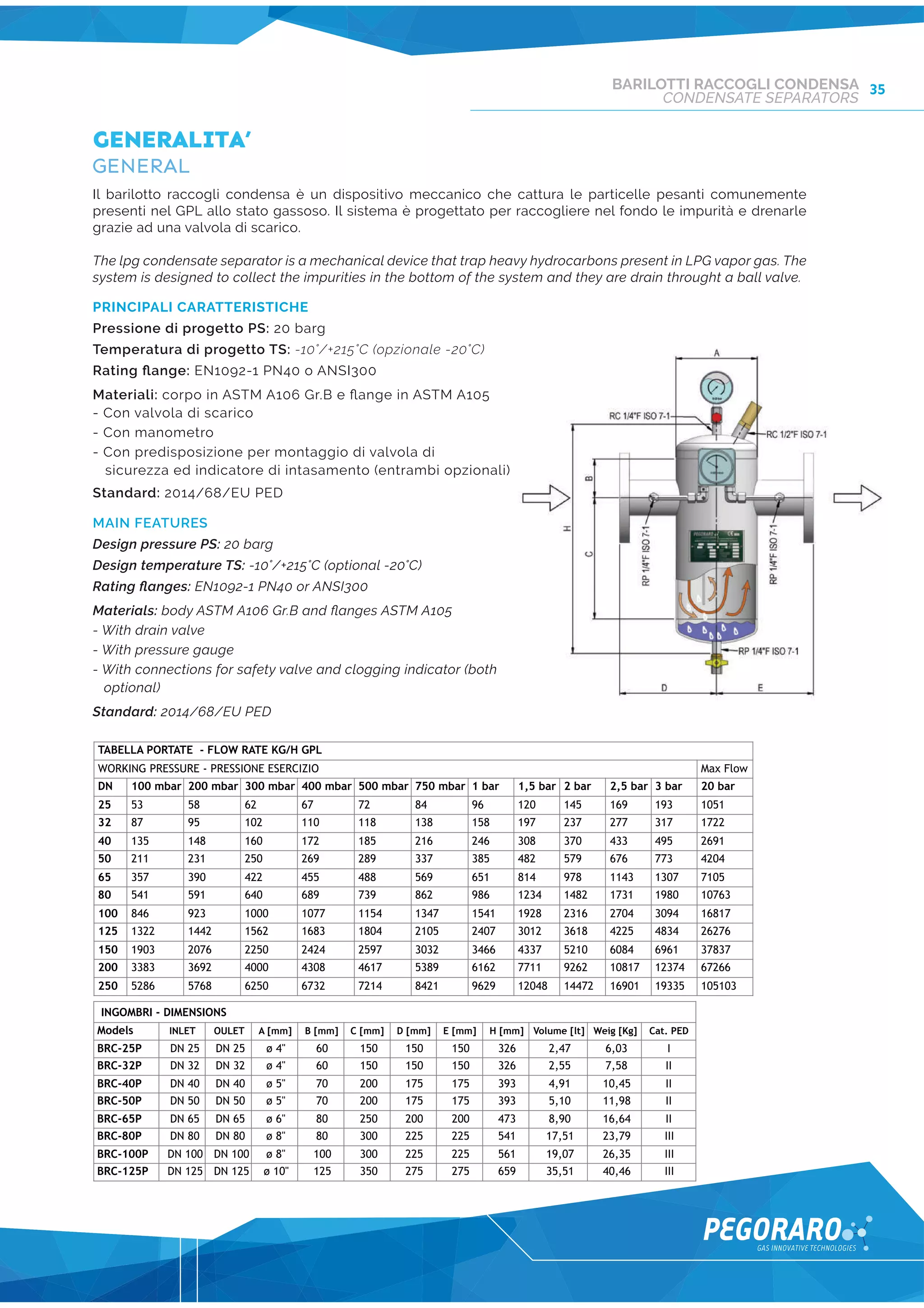 Barilotto raccogli condensa per gpl mod. bra - Lpg condensate separator ...