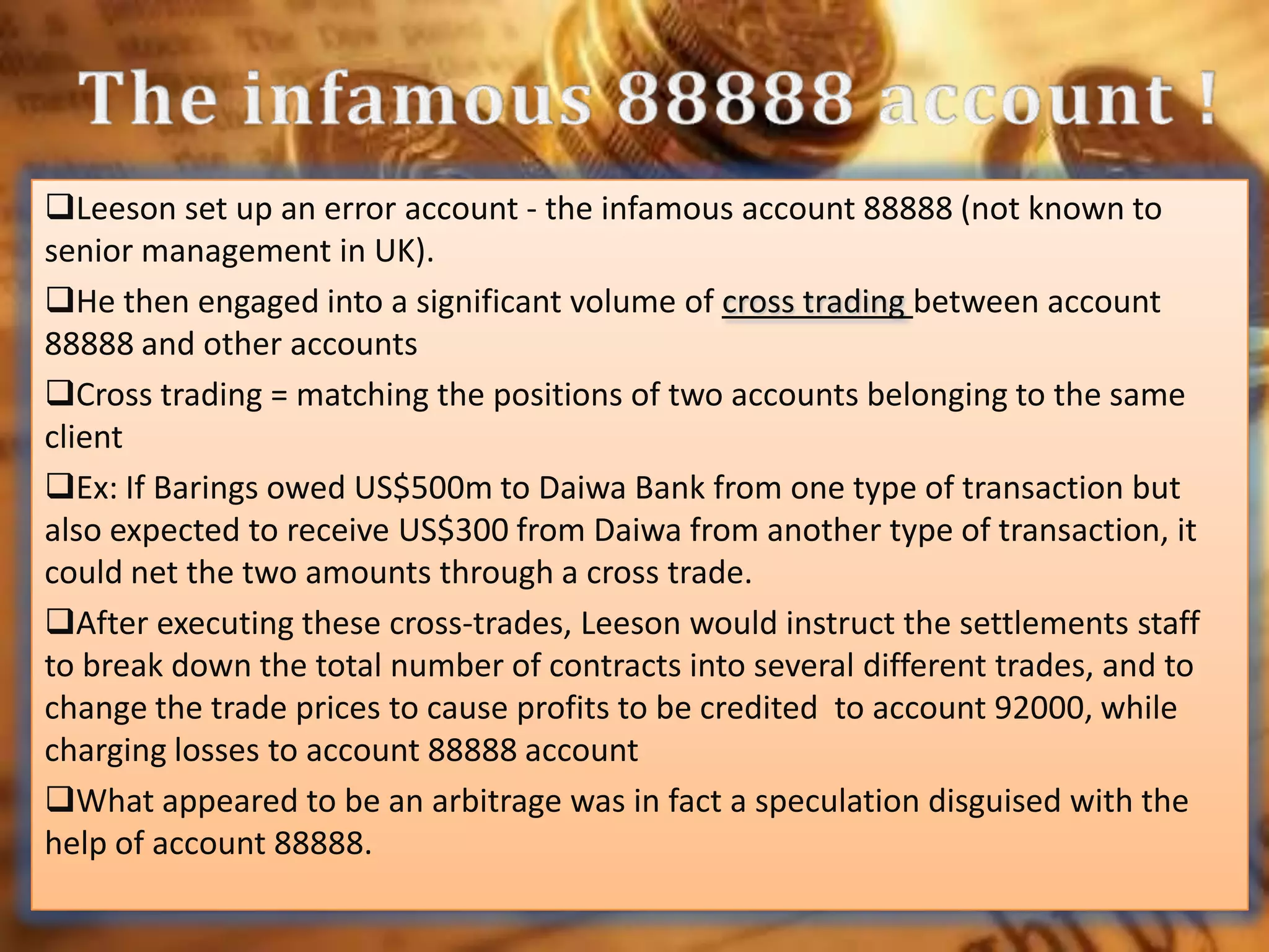 Case study of Baring bank & Nick Leeson | PPTX