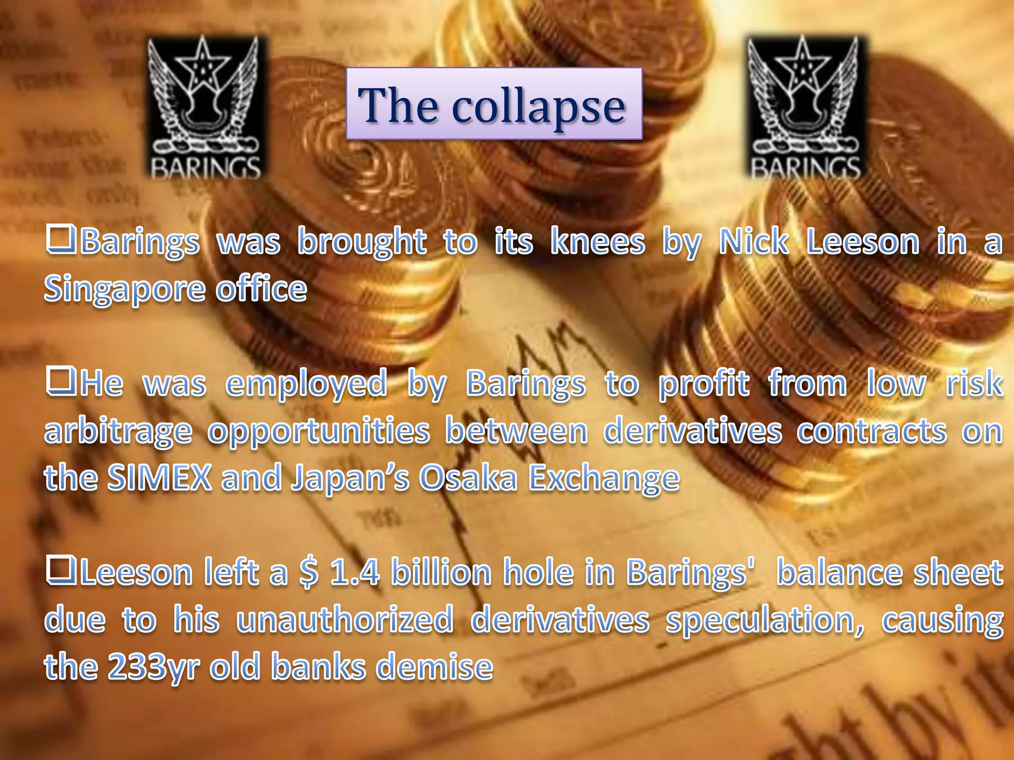 Case study of Baring bank & Nick Leeson | PPTX