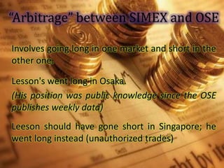 Case study of Baring bank & Nick Leeson | PPTX