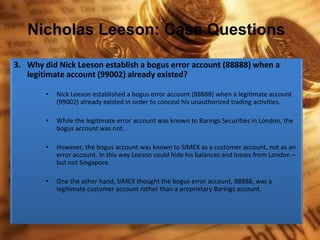 Case study of Baring bank & Nick Leeson | PPTX